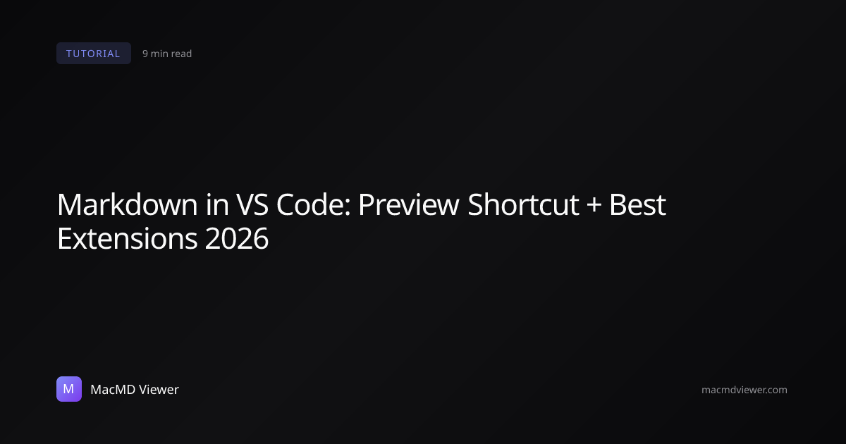 Markdown in VS Code: Preview Shortcut + Best Extensions 2026