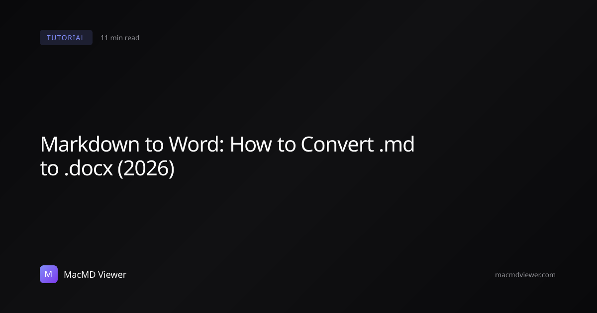 Markdown to Word: How to Convert .md to .docx (2026) | MacMD Viewer