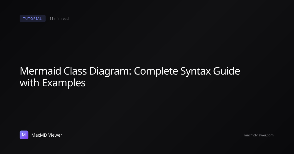 Mermaid Class Diagram: Complete Syntax Guide with Examples (2026 ...